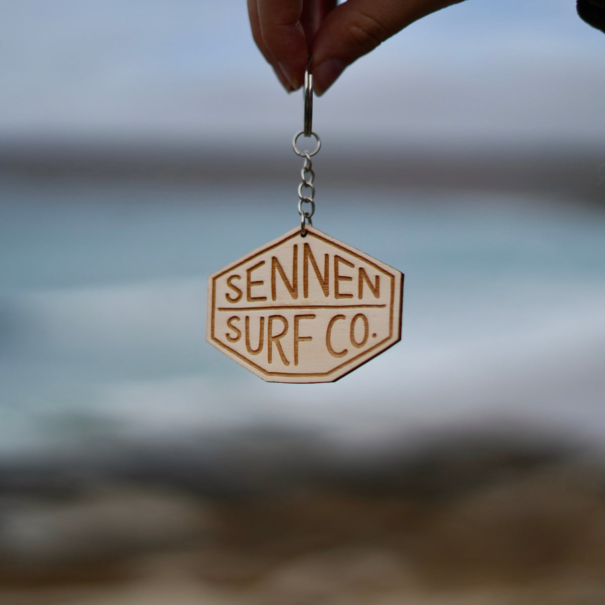 Sennen Surf Co. Keyring – Plain Wood